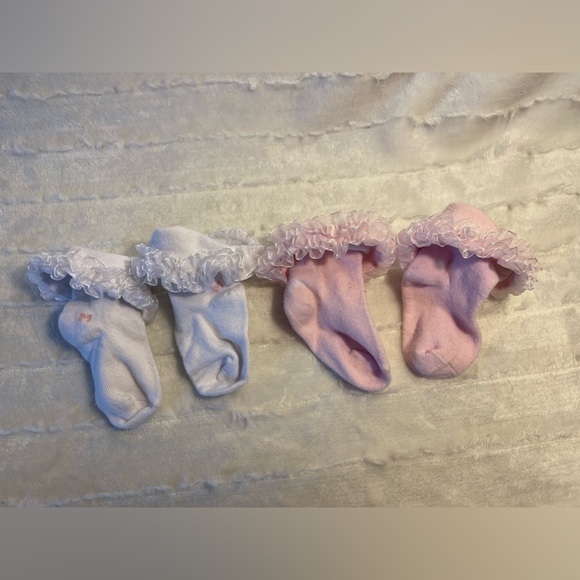 Accessories | Two Pairs Of Pink And White Ruffle Baby Socks | Poshmark